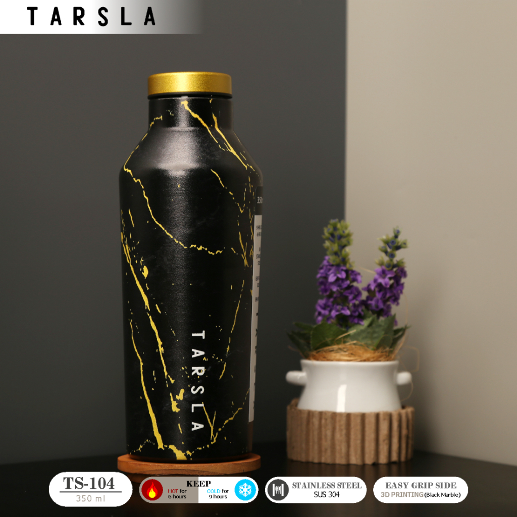 Jual Tarsla Botol Minum Termos TS-104 Vacuum Flask Tumbler 350 ML Tahan Panas Dingin - Black ...