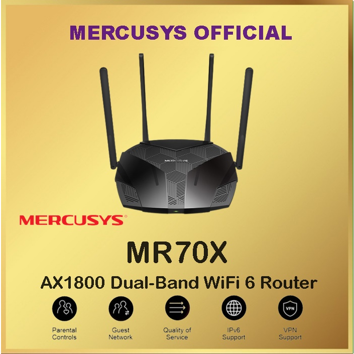 Jual Mercusys MR70X AX1800 Dual-Band WiFi 6 Router Mercusys MR 70X MR70 X | Shopee Indonesia