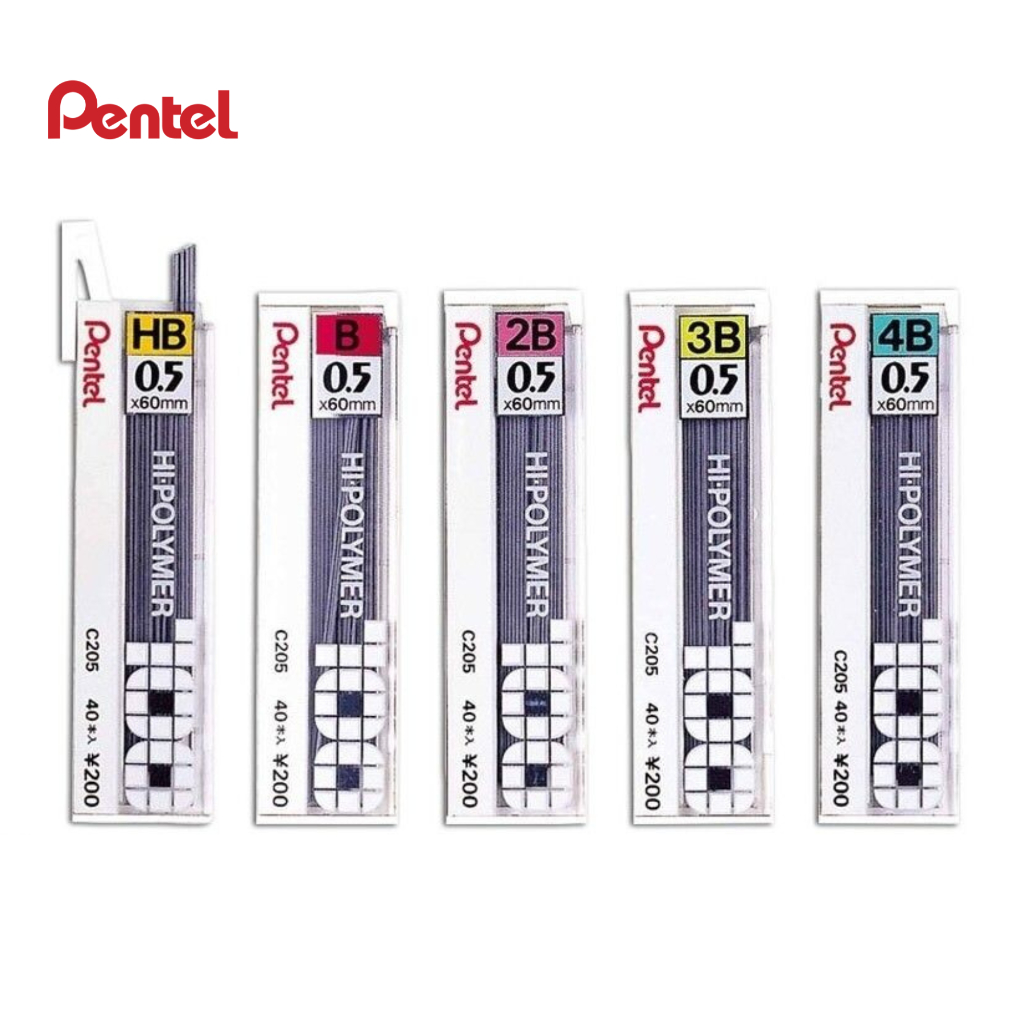 Jual Isi Pensil Mekanik Pentel C205 HI-Polymer B / 2B / 3B / 4B / HB ...