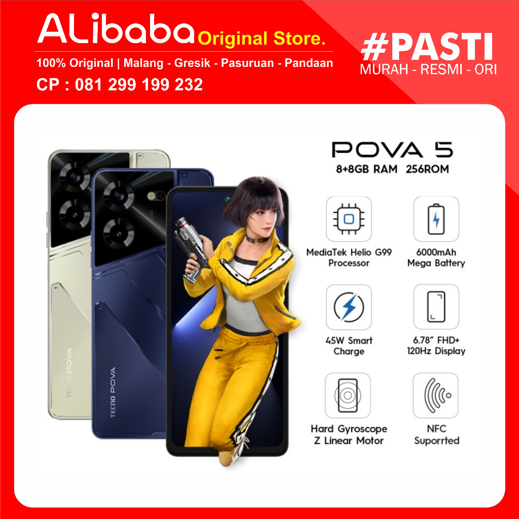 Jual TECNO POVA 5 - 8+8GB*+256GB, Helio G99,45W Flash charge | Shopee Indonesia