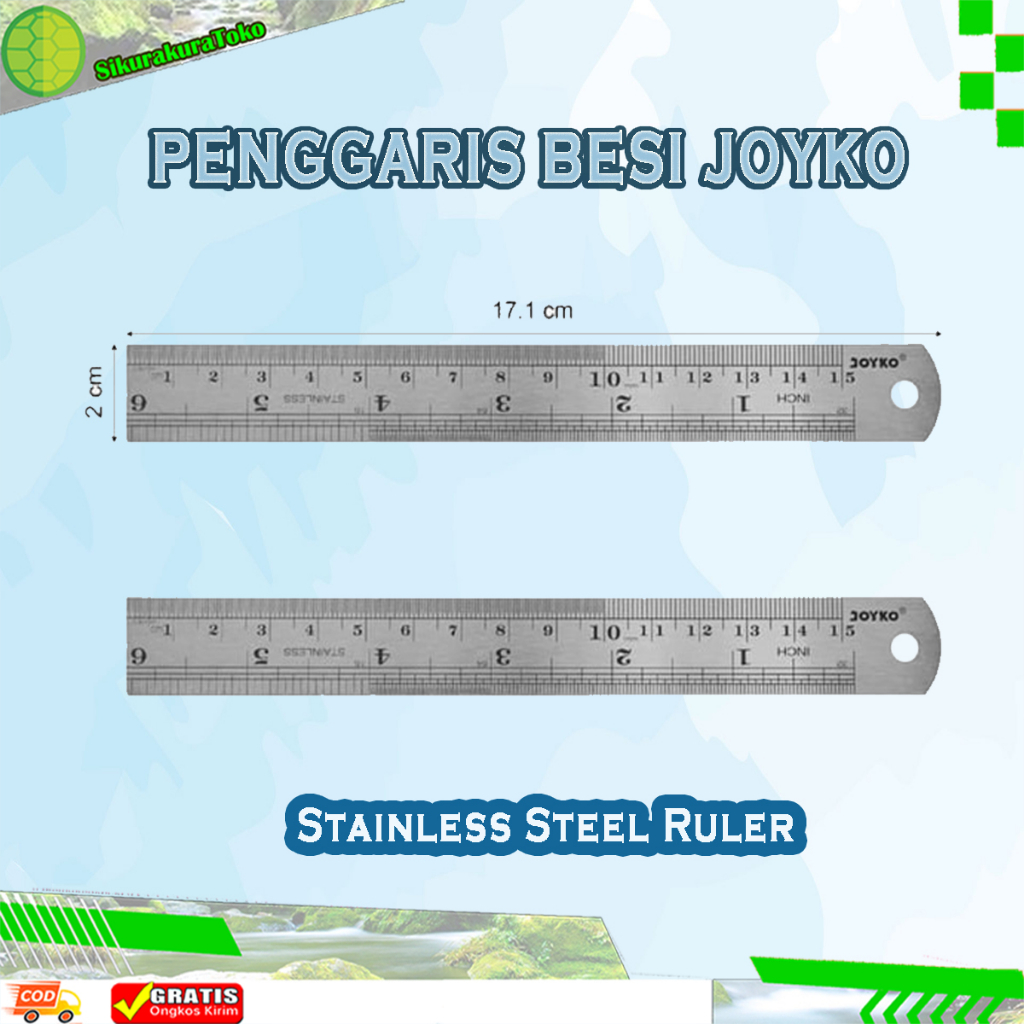 Jual (SKR) Penggaris Besi Joyko Original 15 cm / Stainless Steel Ruler 15 cm | Shopee Indonesia