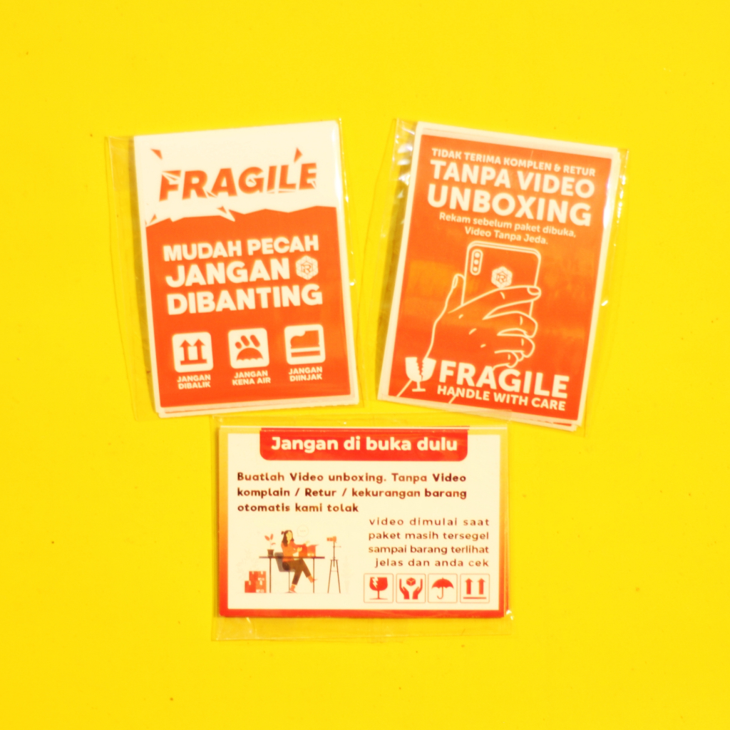 Jual [10 lembar] Stiker Fragile Unboxing Paket | Shopee Indonesia