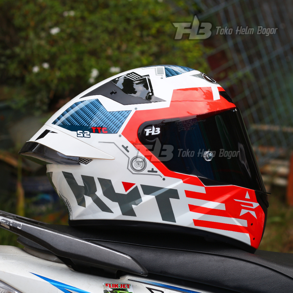 Jual KYT TT Course FUSELAGE Red White visor DARKSMOKE spoiler 3D SMOKE ...