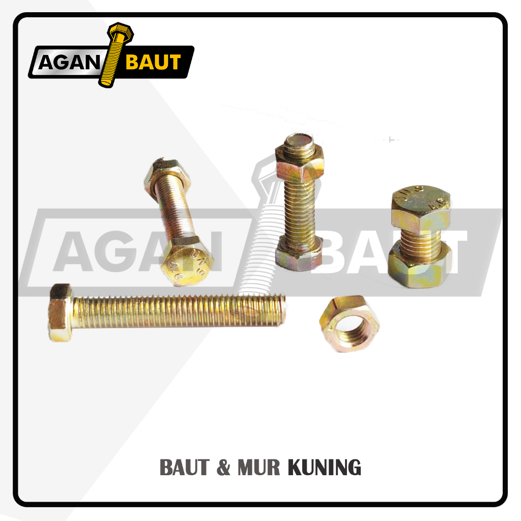Jual [PER 1 SET] Baut Mur M6X80 (Baut Kunci 10) - Kuning | Shopee Indonesia