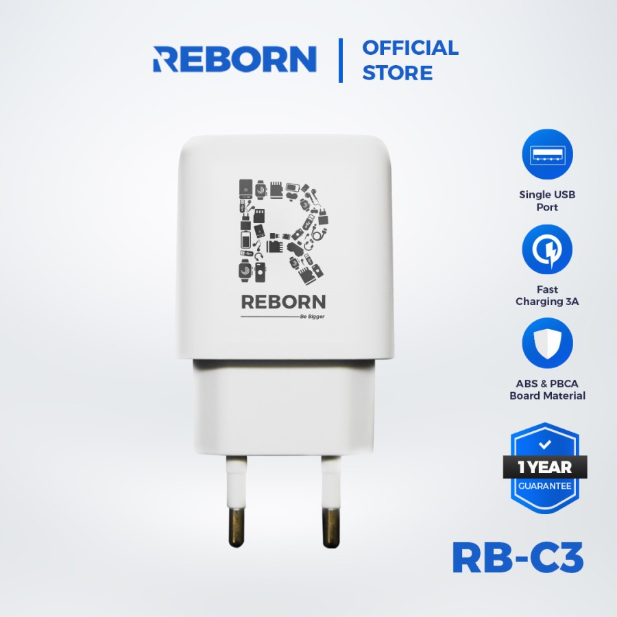 Jual REBORN RB C3 Adapter Charger VOOC Quick Charge 3A Batok Casan ...
