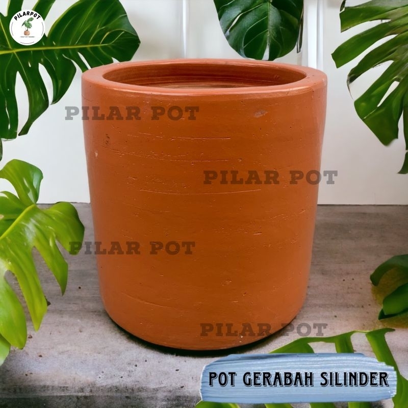 Jual POT BUNGA GERABAH TANAH LIAT SILINDER TERRACOTTA POLOS D30 T30 ...