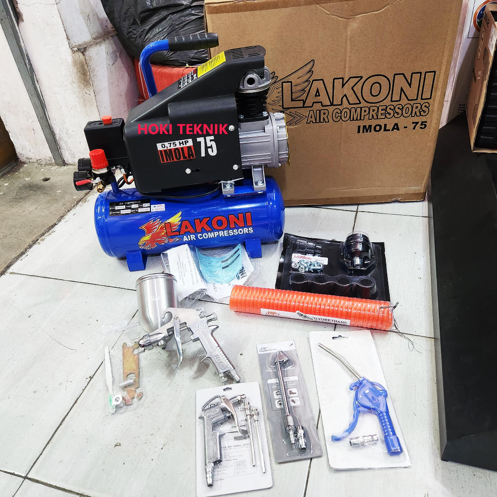 Jual Paket Kompresor Lakoni Imola 75 Spraygun Pengecatan | Shopee Indonesia