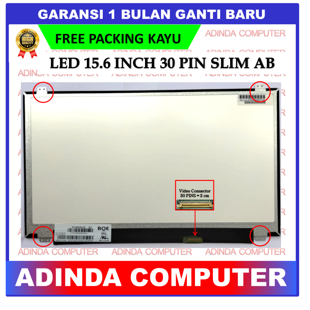 Jual LCD LED 15 Inch 15.6 Inch Slim 30 pin AB | Shopee Indonesia