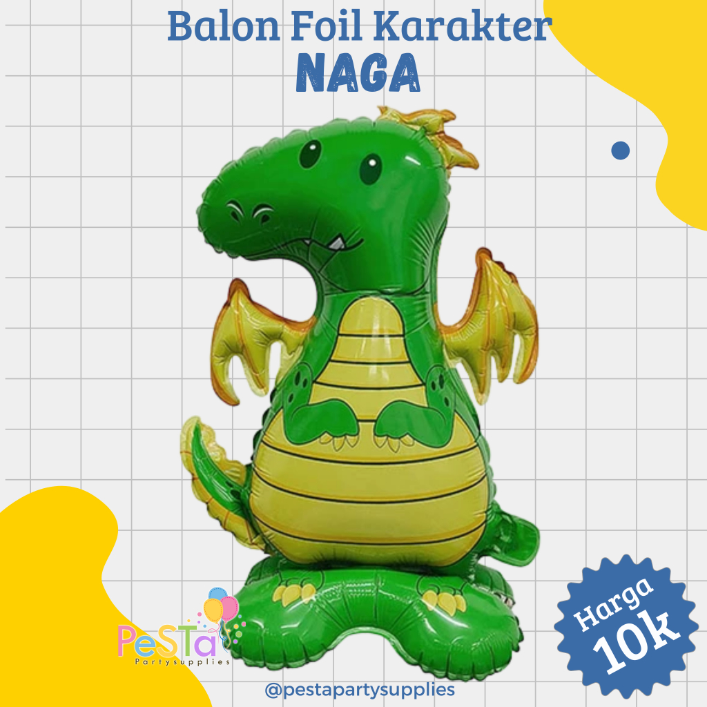 Jual Balon Foil Tema Hewan Karakter Naga Duduk/Dragon Stand Balloon ...