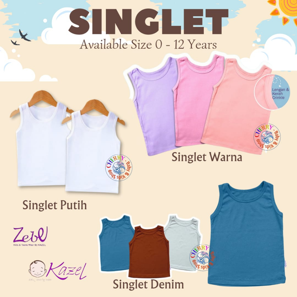 Jual Kazel 3Pc Singlet Putih Adem 0 - 12 Tahun Singlet Warna Putih Anak Kazel x Zebe Half CBKS ...