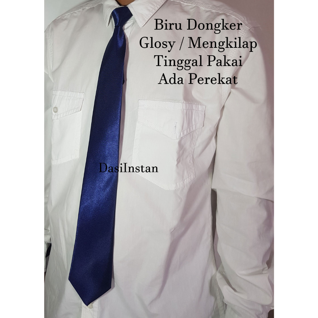 Jual Dasi Pria Langsung Pakai Dasi Biru Dongker | Shopee Indonesia