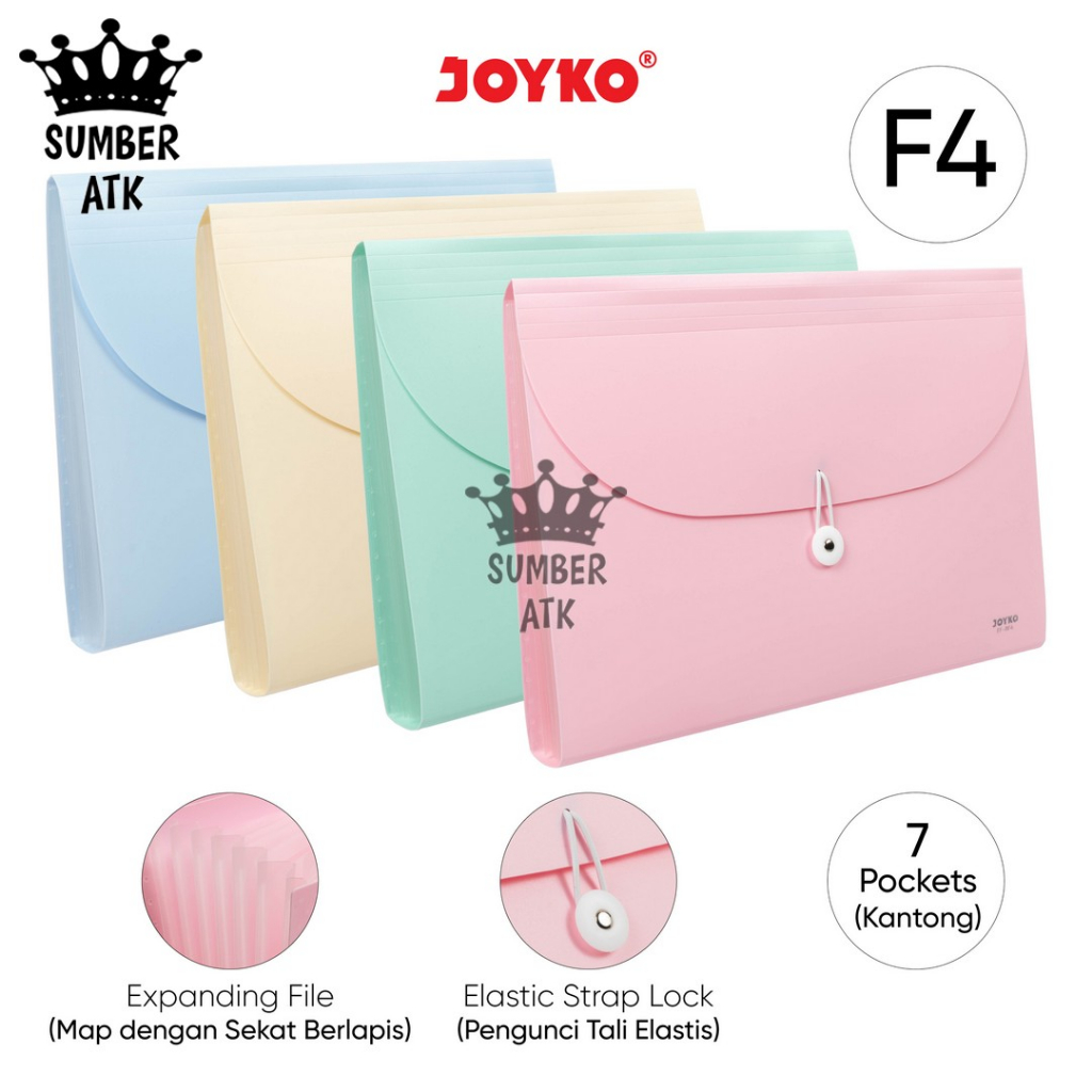 Jual Expanding File Map Harmonika Joyko EF-8F4 Pastel Color 7 Pocket F4 ...