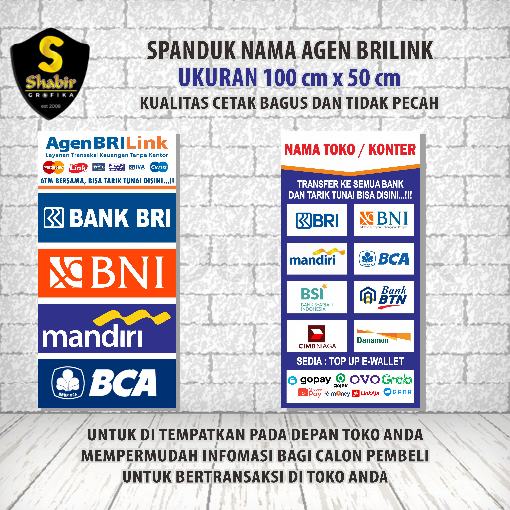 Jual SPANDUK TOKO AGEN BRILINK UKURANG 100cm x 50cm | Shopee Indonesia