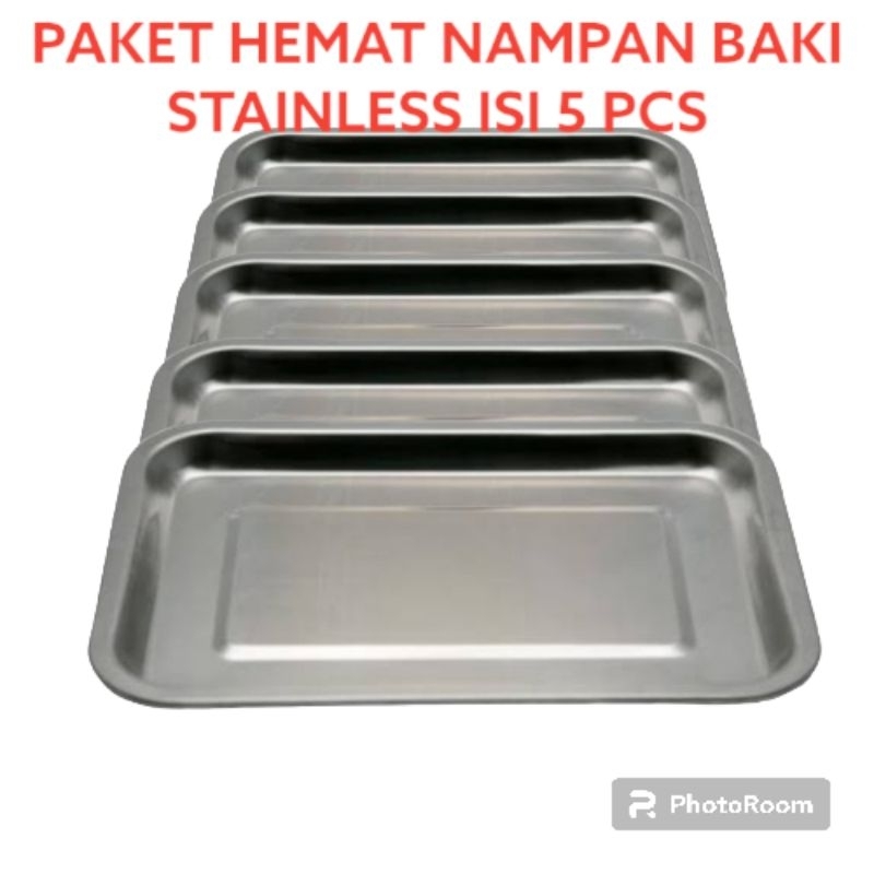 Jual PAKET 5 Pcs nampan baki stainless food grade ukuran 27 32 dan 35 ...