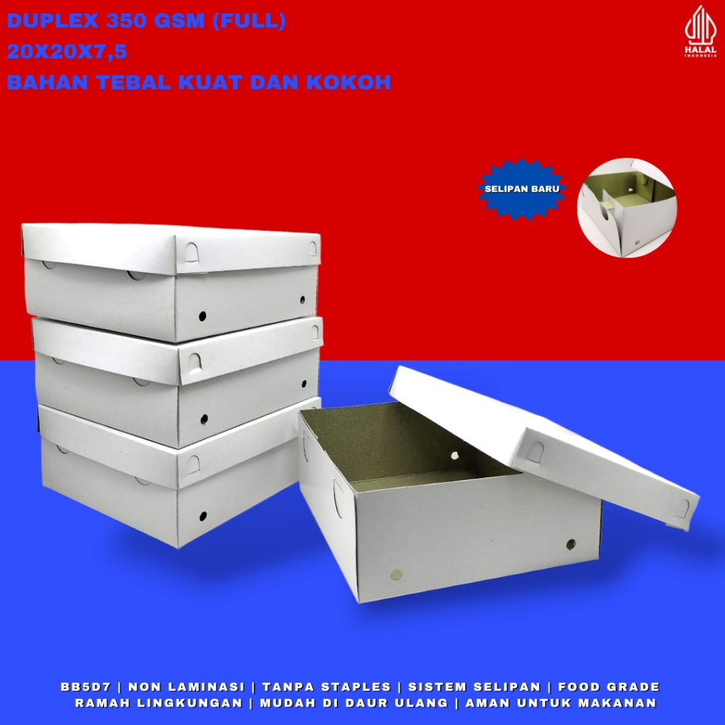 Jual Box Nasi Kotak Dus 20x20 Tebal 350 Gsm (BB5D7) | Shopee Indonesia