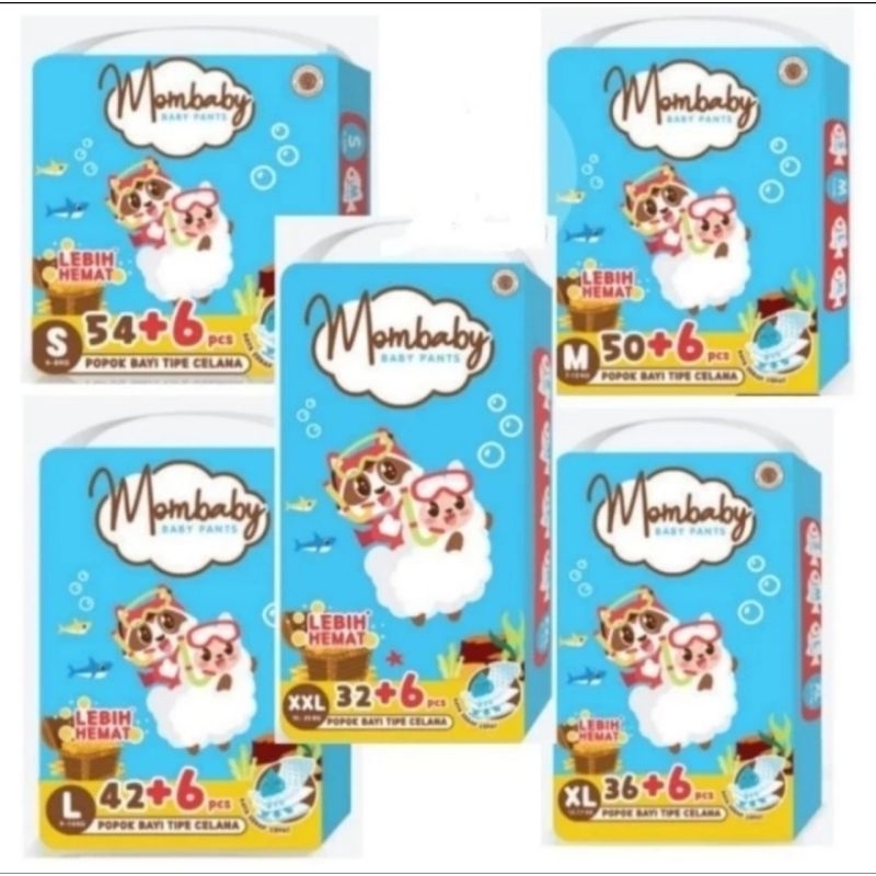 Jual Mombaby Pants Mega Jumbo Pack S54+6/M50+6/L42+6/XL36+6/XXL32+6 ...
