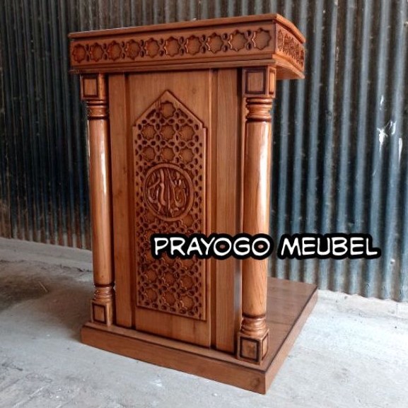 Jual mimbar podium minimalis ukir kayu jati jepara meja majlis mimbar ...
