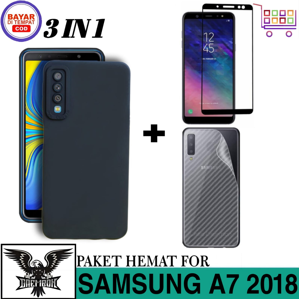 Jual PAKET 3IN1 CASE SAMSUNG A7 2018 A750 SOFT CASE FREE TEMPERED GLASS ...