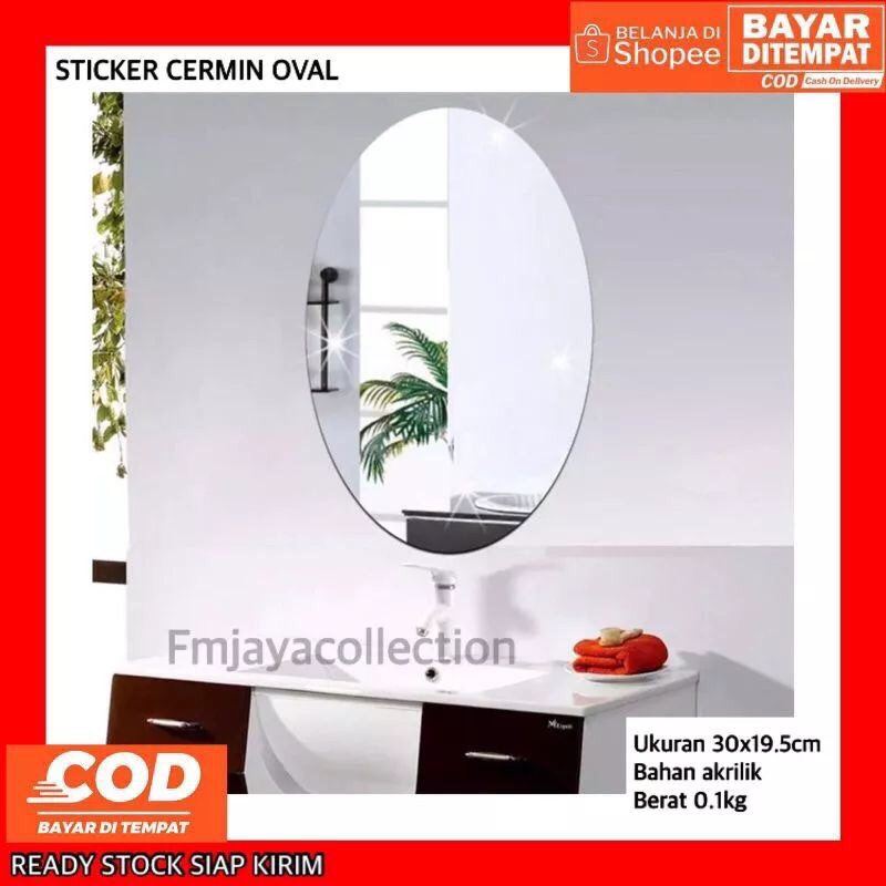 Jual STICKER CERMIN OVAL || CERMIN OVAL 3D || STICKER CERMIN DINDING ...