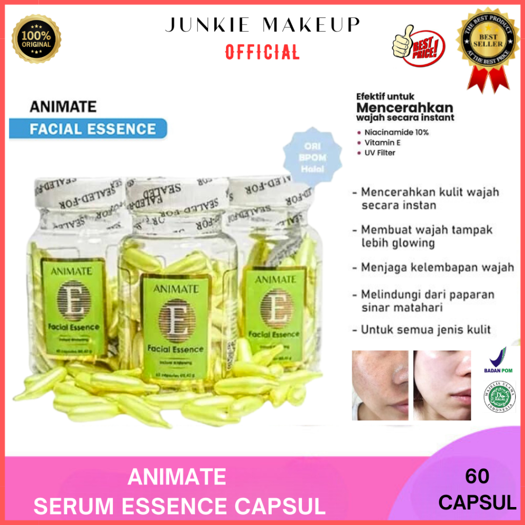 Jual 𝗝𝗨𝗡𝗞𝗜𝗘 𝗠𝗔𝗞𝗘𝗨𝗣 - Serum Animate Whitening / Animate Skincare serum ...