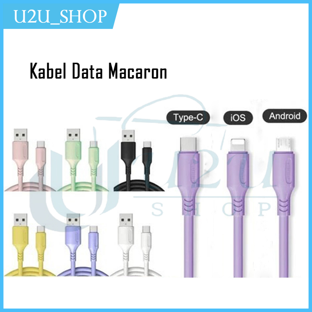 Jual Kabel Data Macaron - Kabel Data 2,4A - Micro Type-C Lightning ...