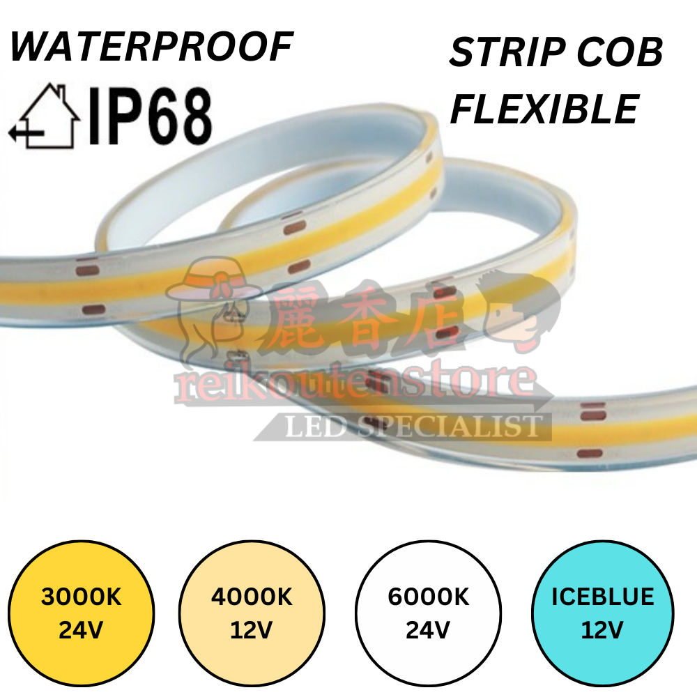 Jual Strip led kolam COB Waterproof 12V - 24V Led Strip kolam warmwhite 3000k 4000k dll lampu ...