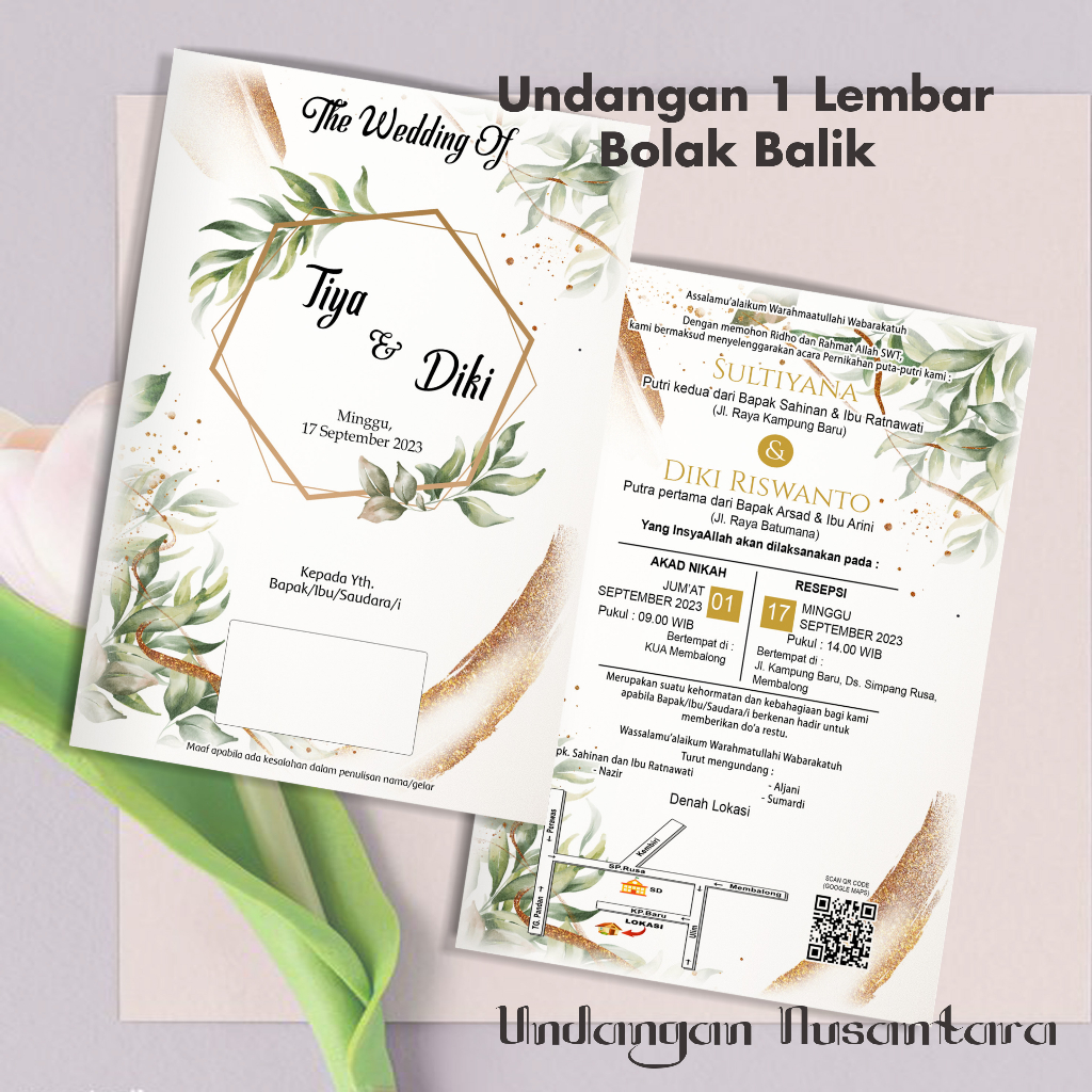 Jual undangan pernikahan 1 lembar bolak-balik | Shopee Indonesia