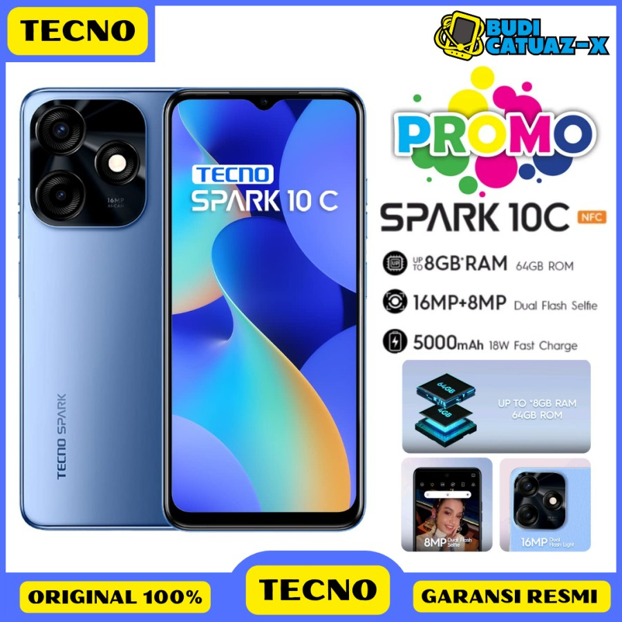 Jual TECNO SPARK 10C -NFC- RAM 4+4GB - 64GB GARANSI RESMI BY TAM ...