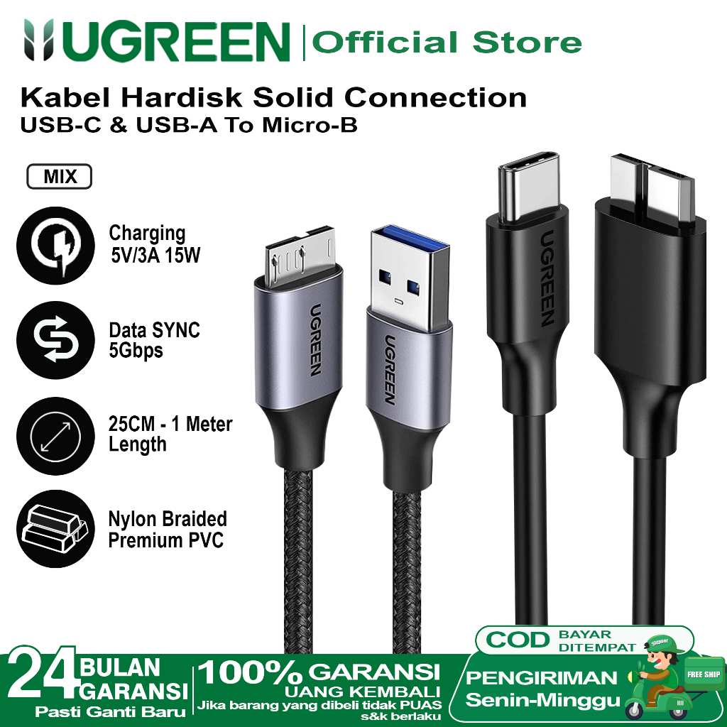 Jual Ugreen Kabel Data Hardisk Eksternal Usb A Dan Usb C To Micro B