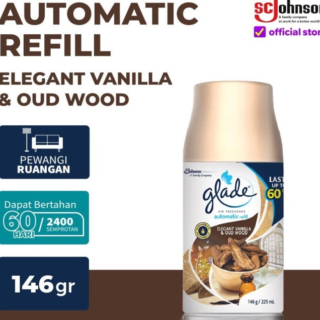 Jual Glade Matic Spray Elegant Vnl N Oudwood Ref 146Gr | Shopee Indonesia