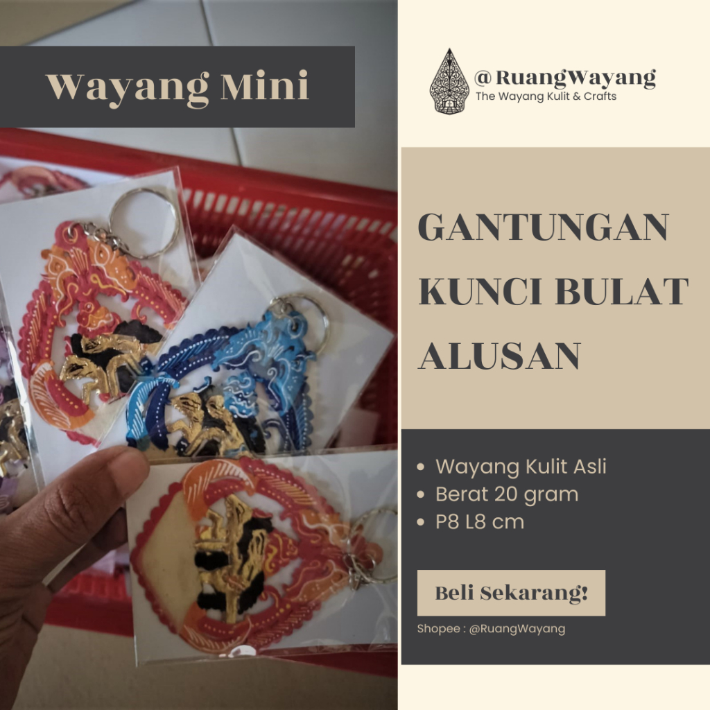 Jual Gantungan Kunci Wayang Kulit Mini Bulat | Shopee Indonesia