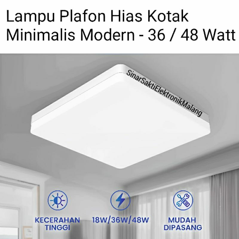 Jual Lampu Plafon Hias Kotak Tempel Minimalis Modern Cafe Rumah 36 48 ...