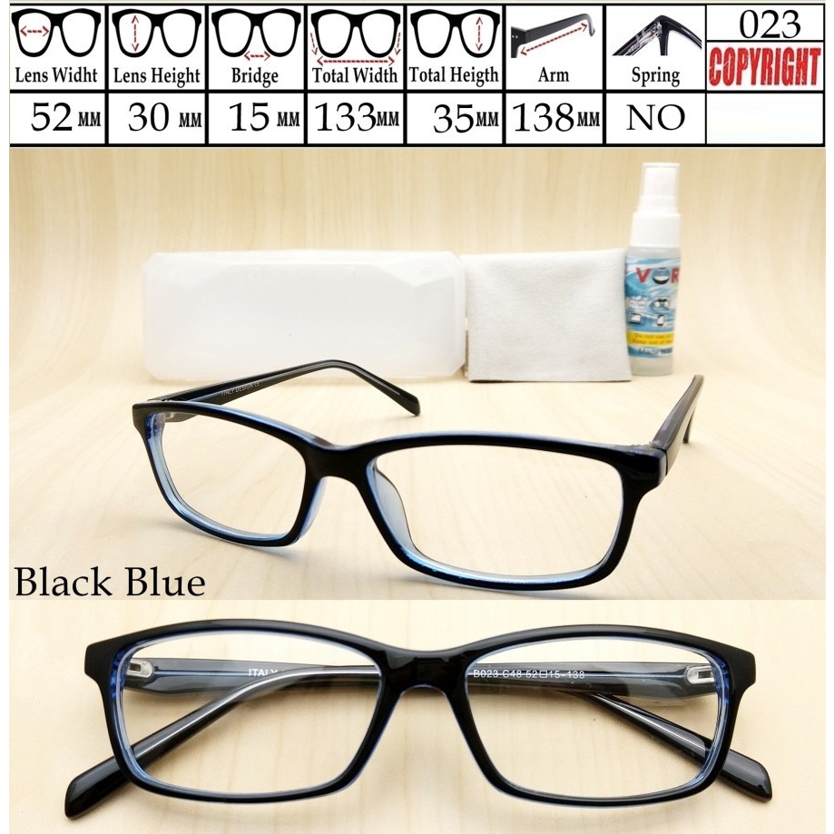Jual Frame Kacamata Minus Klasik Pesegi Panjang Fiber Hitam Biru 003 ...