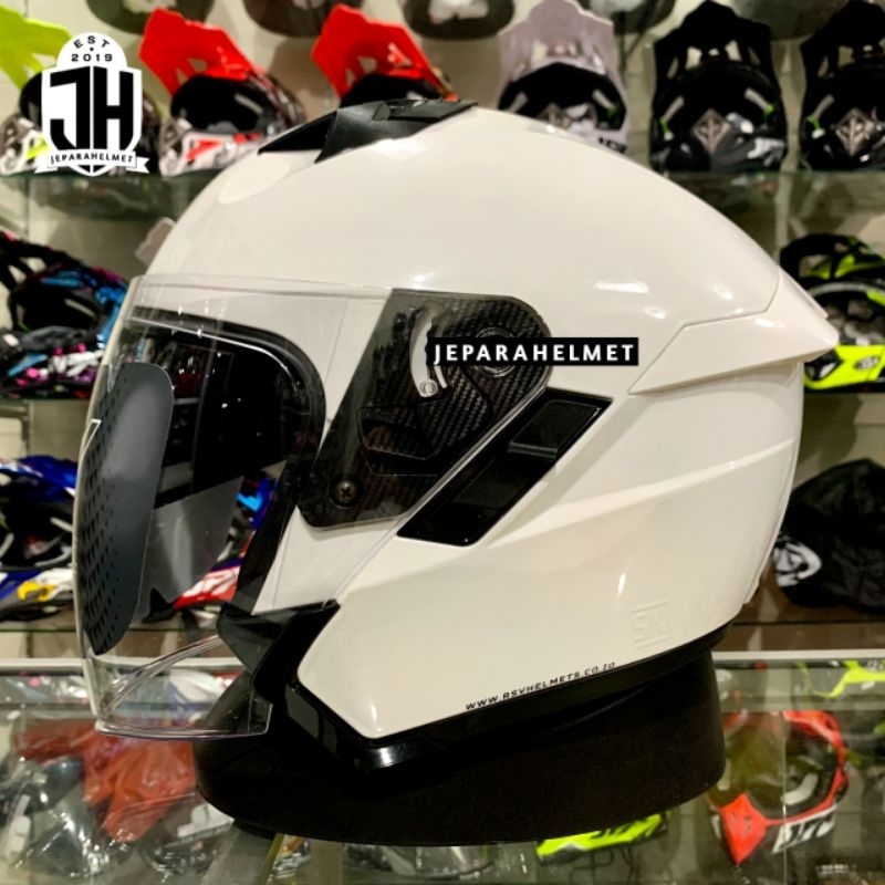 Jual Helm Half Face RSV SV 300 Double Visor Solid Polos White Putih Glossy | Helm RSV SV 300 ...