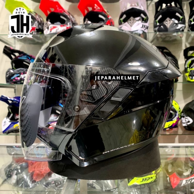 Jual Helm Half Face RSV SV 300 Double Visor Solid Polos Black Hitam ...