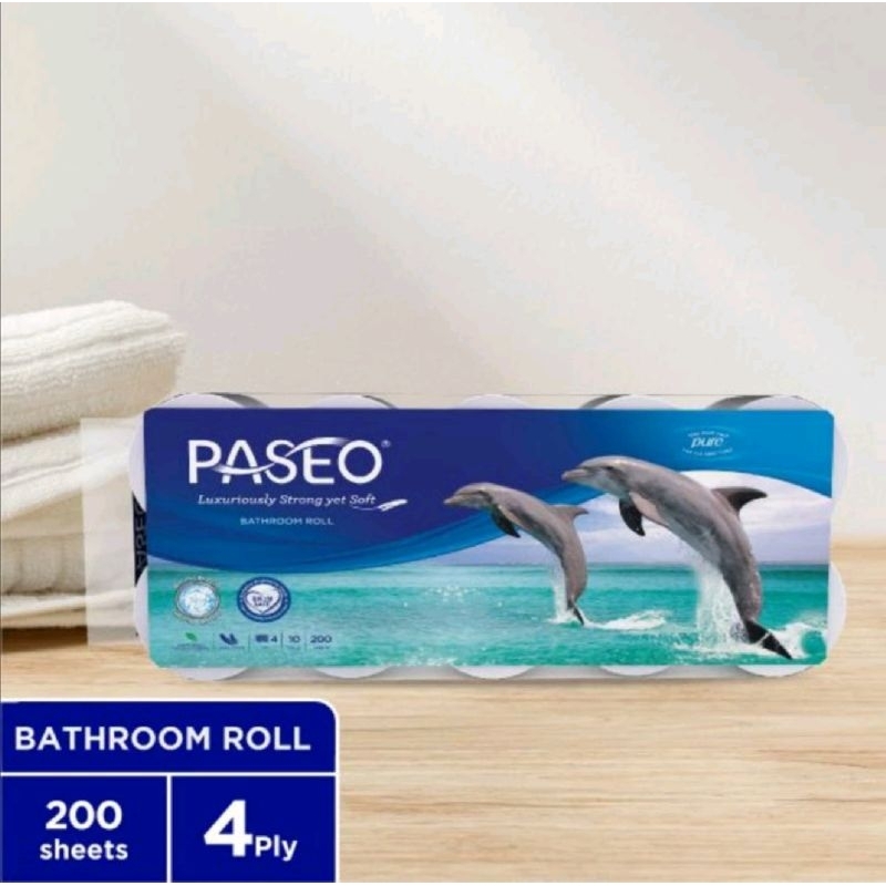 Jual Paseo Dolphin tissue toilet bathroom isi 10 rolls 4 ply(per roll ...