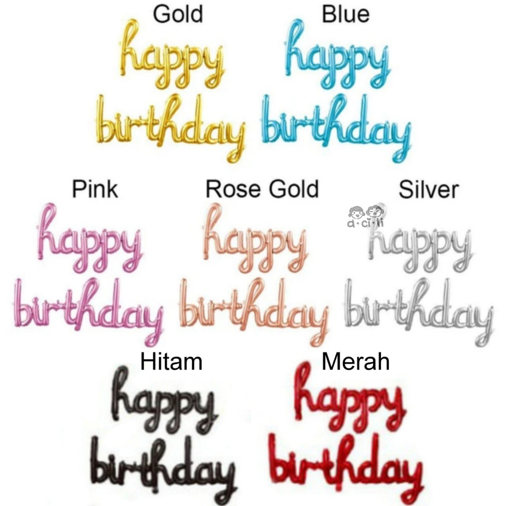 Jual 1 SET Balon Foil Huruf Happy Birthday Tegak Bersambung Latin ...
