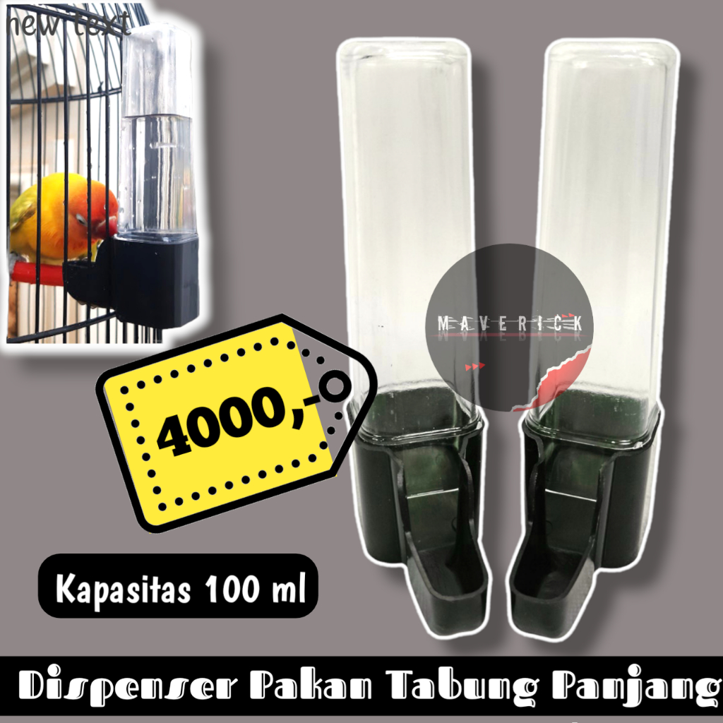 Jual Wadah Pakan Burung Tempat Makan Minum Dispenser Tabung Panjang Hamster Love Bird Kenari ...