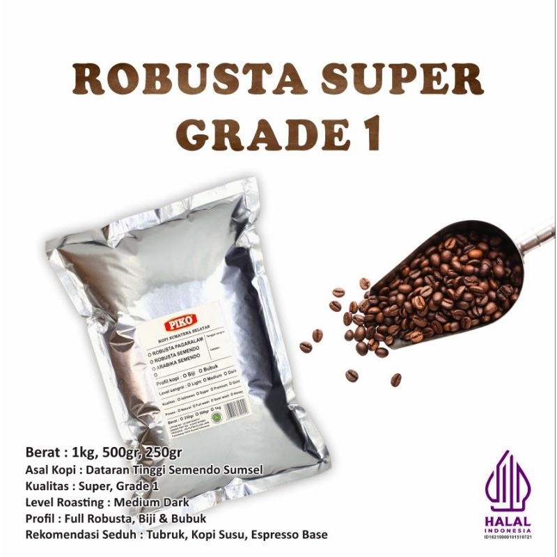 Jual Biji Kopi Bubuk Robusta Super Grade 1 Semendo Piko Espresso Coffee ...