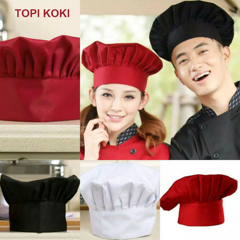 Jual Topi Koki Model Jamur Masterchef Topi Masak Bahan American Drill ...