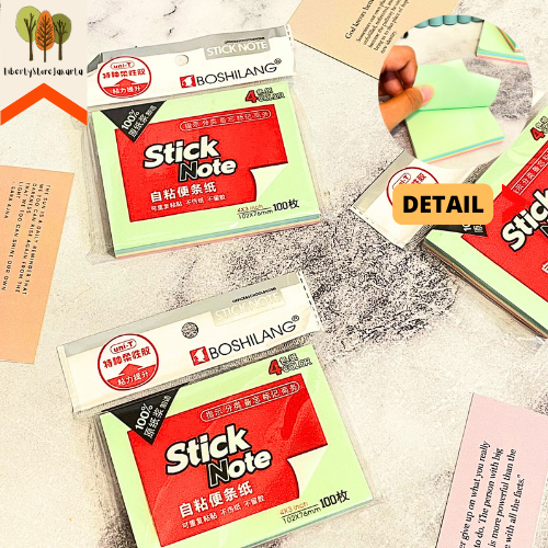 Jual Sticky Notes Kertas Boshilang 4 Warna isi 100 Lembar Ukuran 10cm X ...
