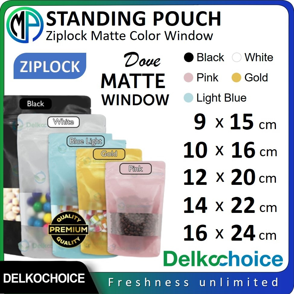 Jual Kemasan Standing Pouch Matte Doff WINDOW ZIPLOCK / Plastik Klip ...