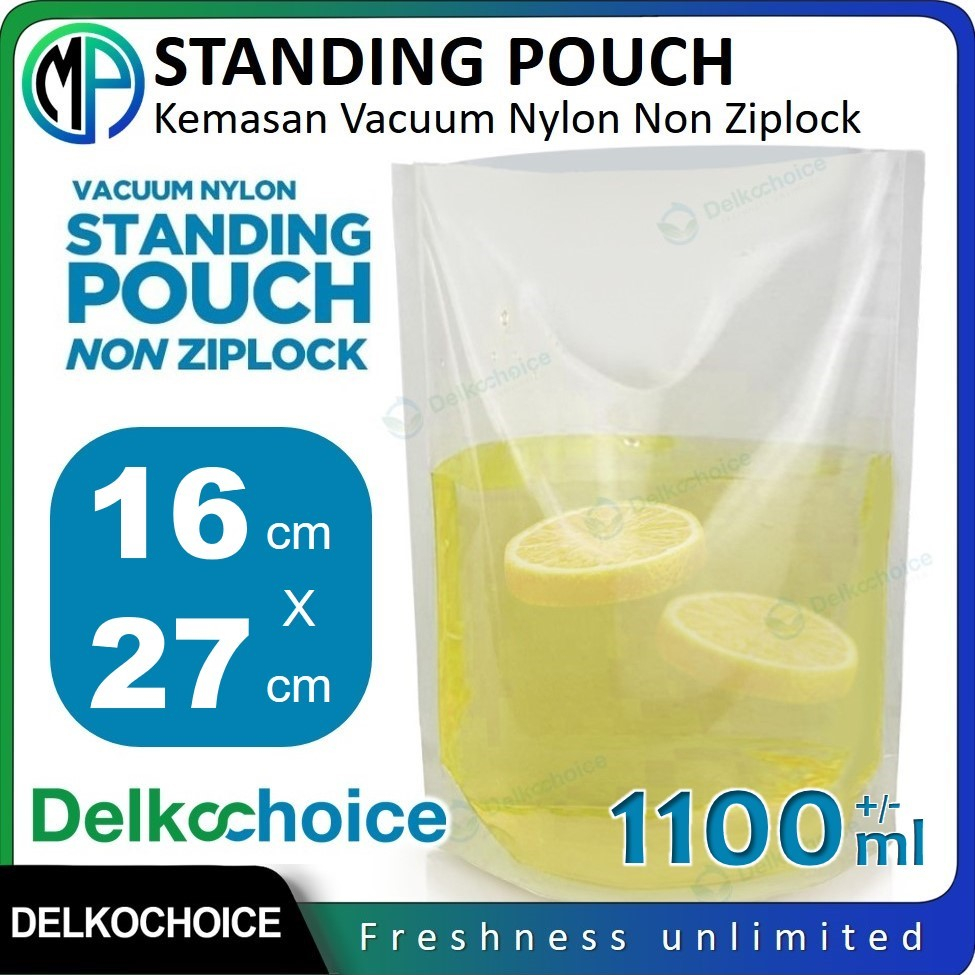 Jual Standing Pouch Vacuum Nylon 16cm x 27cm (1100ml) Non Ziplock Vacum Bening Kemasan Cairan ...