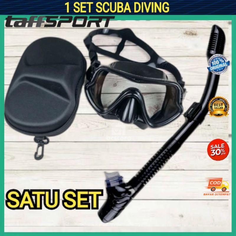 Jual (COD) Satu Paket Kacamata Selam Scuba Diving Snorkeling Tempered ...