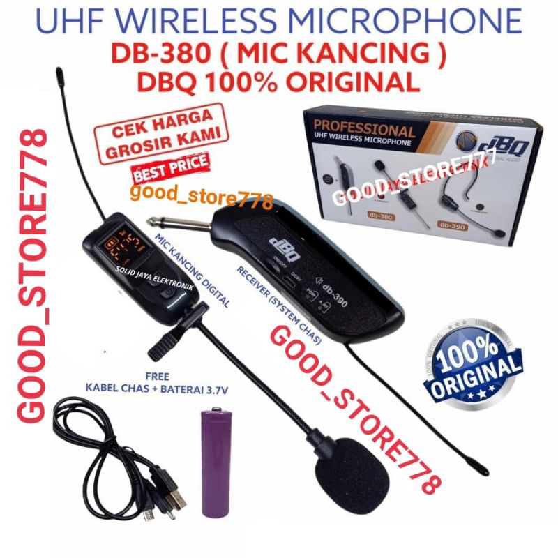 Jual mic clip on wireless DBQ DB 380. single mic UHF.original | Shopee ...