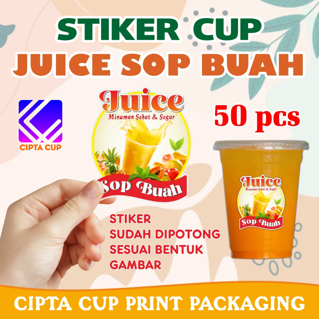 Jual stiker label cup jus gelas minuman JUICE SOP BUAH | Shopee Indonesia
