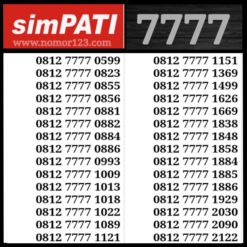 Jual nomor cantik simpati 7777 | Shopee Indonesia Jual nomor cantik simpati 7777 | Shopee Indonesia