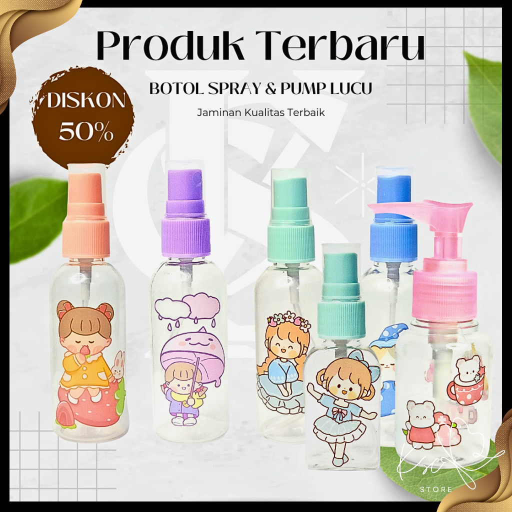 Jual Ksc Botol Spray 30ml 60ml 100ml Warna Pastel Motif Kartun Korea ...