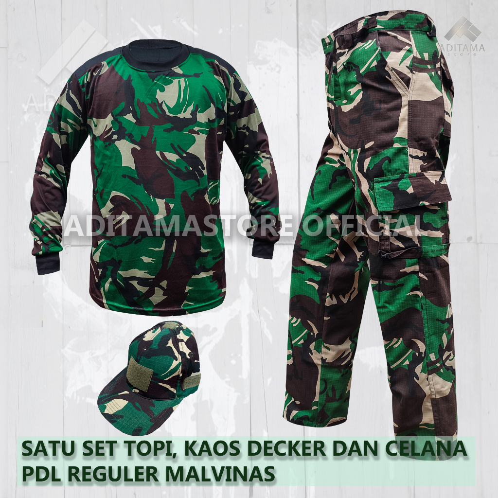 Jual SATU SET SETELAN SERAGAM BAJU KAOS CELANA LORENG PDL MALVINAS DECKER | Shopee Indonesia