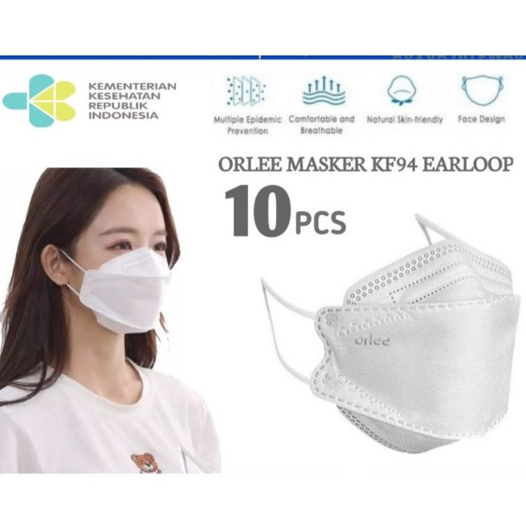 Jual Orlee Masker KF94 Pelindung Debu 4 Lapis 3D KEMENKES isi 10 pcs ...